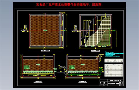 某食品厂生产废水处理曝气生物滤池平剖面图 AutoCAD 2007 模型图纸下载 懒石网