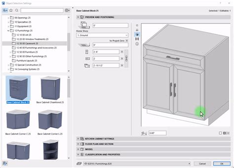 Archicad New Casework Object Settings