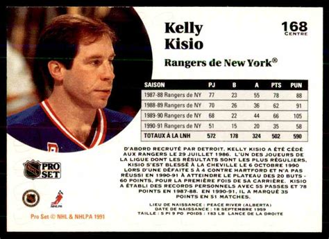 1991 92 Pro Set French Kelly Kisio 168 On Kronozio