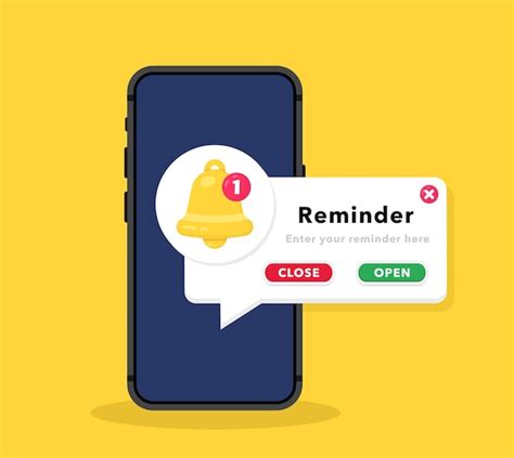 Premium Vector Smartphone With Reminder Message On Screen