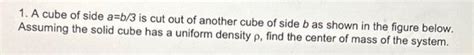 A Cube Of Side A B Is Cut Out Of Another Cube Of Chegg Com