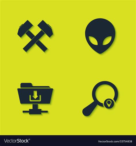 Set Two Crossed Hammers Search Location Ftp Vector Image