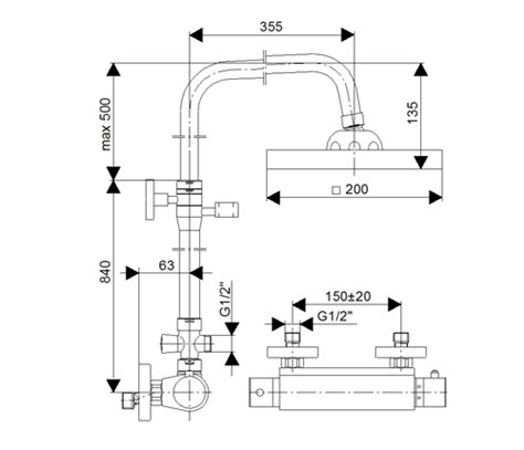 Termostatska Zidna Baterija Sa Usponskim I Ruènim Tušem Rosan Thermo 2