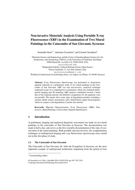 Pdf Non Invasive Materials Analysis Using Portable X Ray Fluorescence
