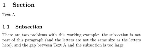 sectioning subsection headings in body of text tex latex stack