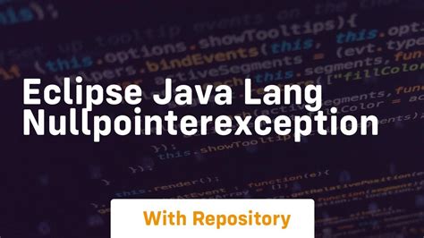 Eclipse Java Lang Nullpointerexception YouTube