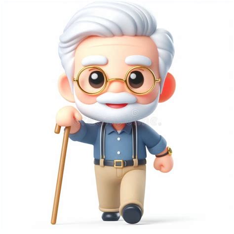 3d Funny Elderly Man Cartoon Ai Generated Stock Illustration