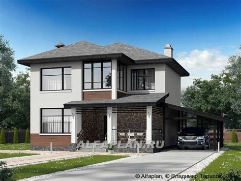 🏠 Современный компактный дом с гаражом навесом цены планировка фото