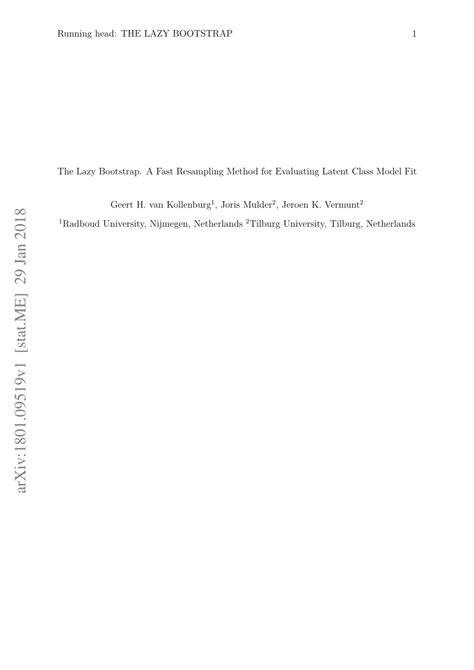 pdf the lazy bootstrap a fast resampling method for evaluating