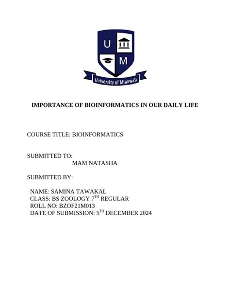 Bioinformatics Is Important Because It Helps Researchers Organize And Analyze Biological Pdf