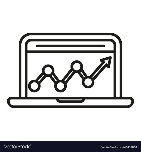 Laptop Data Chart Icon Outline Business Royalty Free Vector