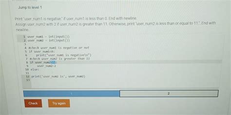 solved jump to level 1 print user numi is negative if