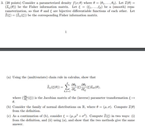 solved 3 20 points consider a parameterized density