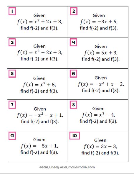 100 Task Cards Use Function Notation To Evaluate Functions Amped Up