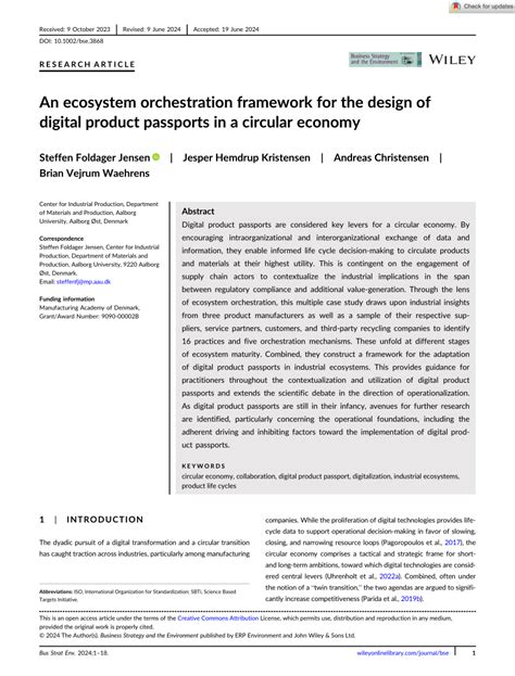 Pdf An Ecosystem Orchestration Framework For The Design Of Digital Product Passports In A
