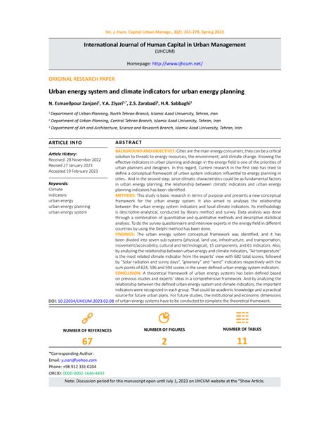 Pdf Urban Energy System And Climate Indicators For Urban Energy Planning