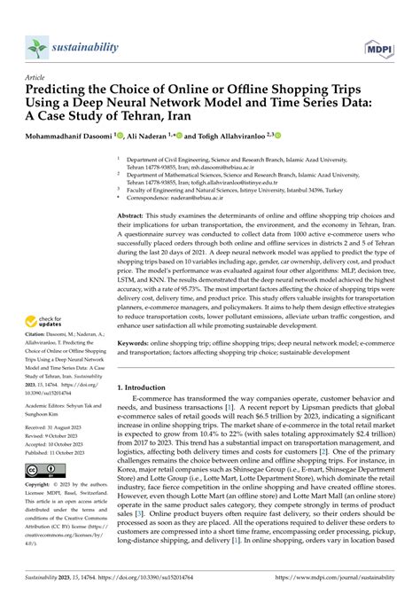 Pdf Predicting The Choice Of Online Or Offline Shopping Trips Using A