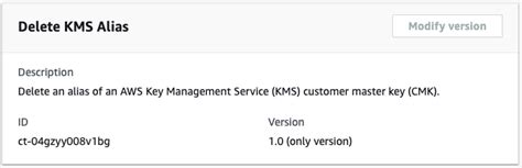 KMS Alias Delete AMS Advanced Change Type Reference