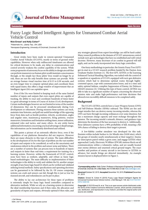 Pdf Fuzzy Logic Based Intelligent Agents For Unmanned Combat Aerial Vehicle Control