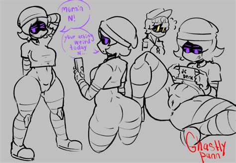 Rule 34 1boy 1girls Ass Beanie Hat Bottomless Female Only Ghastlypann Glitch Productions K Mob