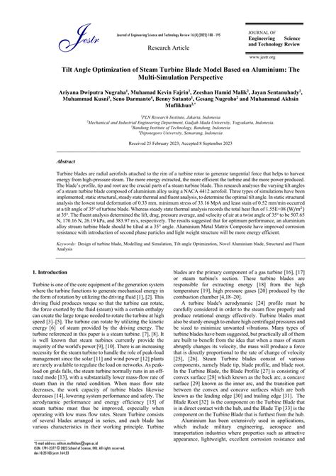 Pdf Tilt Angle Optimization Of Steam Turbine Blade Model Based On Aluminium The Multi