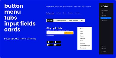 Buttons Menu Tabs Cards Input Fields Figma