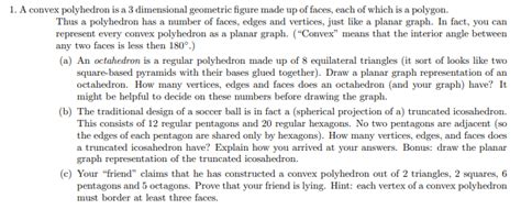 Solved A Convex Polyhedron Is A Dimensional Geometric Chegg