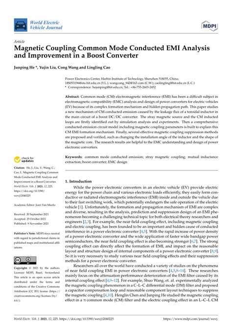 Pdf Magnetic Coupling Common Mode Conducted Emi Analysis And Improvement In A Boost Converter
