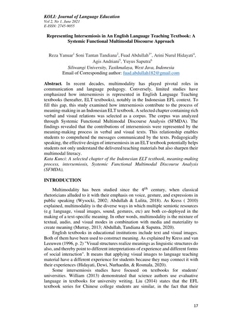 pdf representing intersemiosis in an english language teaching