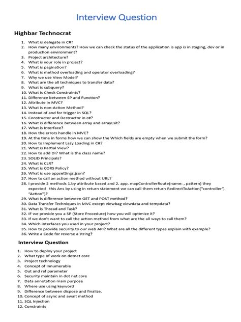 All Interview Question 1 Pdf Method Computer Programming J Query