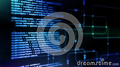 D Rendering Of Digital Abstract Technology Programming Script Binary Coding Snippet On Glowing