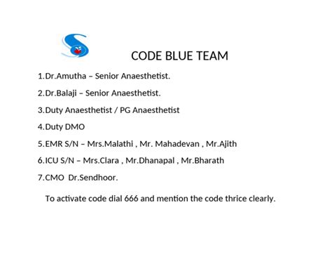 Code Blue Team Pdf