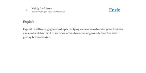 Exploit De Betekenis Volgens Veilig Bankieren Begrippenlijst