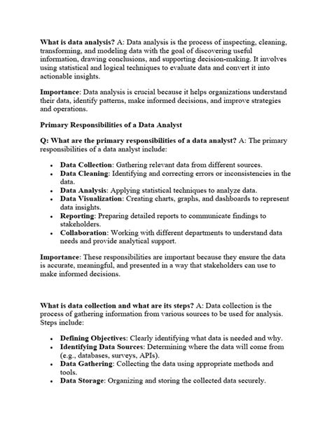 Data Analysis Question And Answers Pdf Data Analysis Data