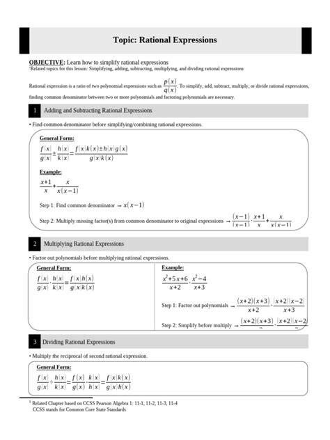 Sat Math Rational Expression Pdf Rational Number Polynomial