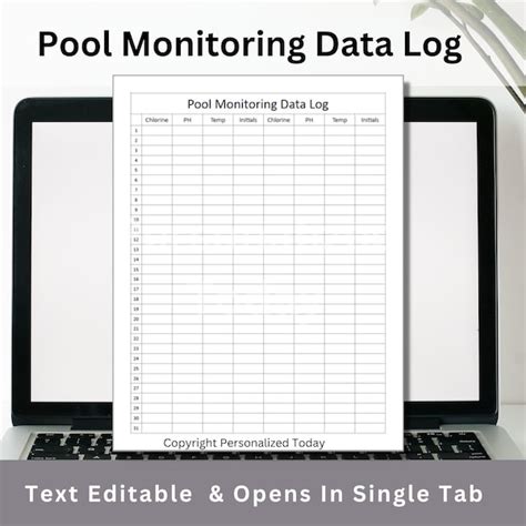 Pool Log Sheet Etsy