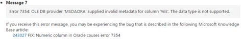 Fabric Power Bi Power Platform Data Platform Oracle Linked Server Error 7354 Data Type Not