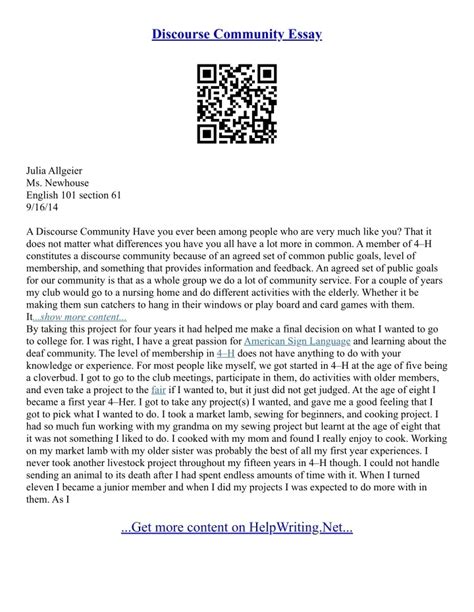 Ppt Discourse Community Essay Example Powerpoint Presentation Free Download Id 12785029