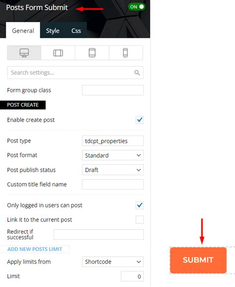 create a frontend submission form tagdiv support