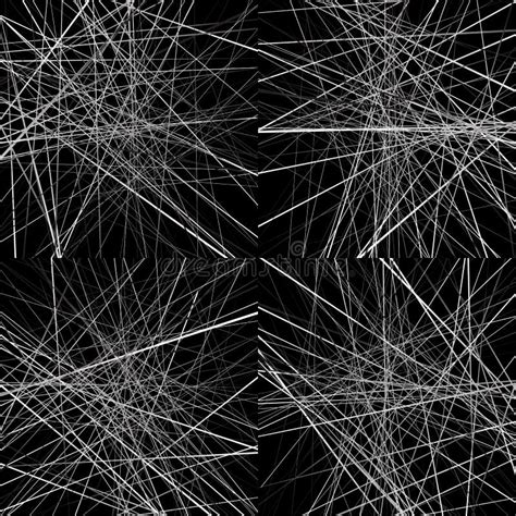 Geometric Art With Random Chaotic Intersecting Lines Set Of 4 V Stock