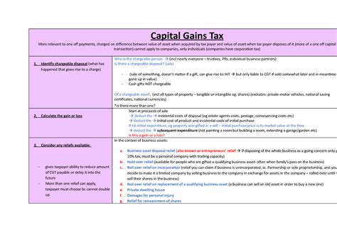 Capital Gains Tax Cgt Calculation Capital Gains Tax More Relevant To One Off Payments
