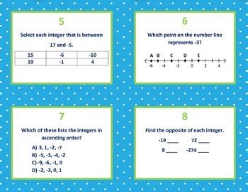 Integer Task Cards By Teaching By The Bay TPT