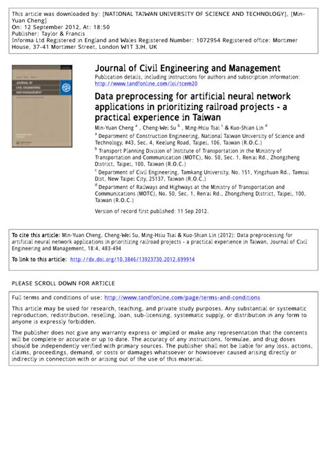 Pdf Data Preprocessing For Artificial Neural Network Applications In Prioritizing Railroad