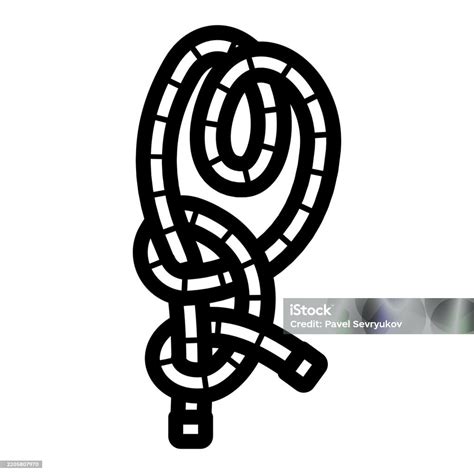 라운드 턴과 두 개의 절반 히치 라인 아이콘 벡터 일러스트 레이 션 돌기에 대한 스톡 벡터 아트 및 기타 이미지 돌기 매듭 묶기 목재 건축자재 Istock