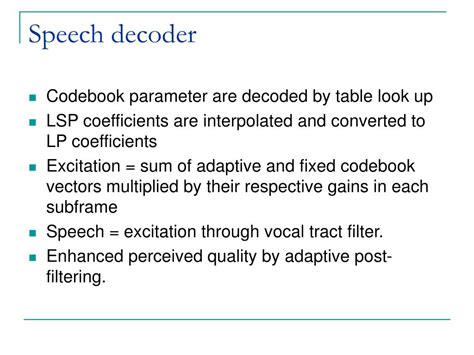 PPT Overview Of Adaptive Multi Rate Narrow Band AMR NB Speech Codec PowerPoint Presentation