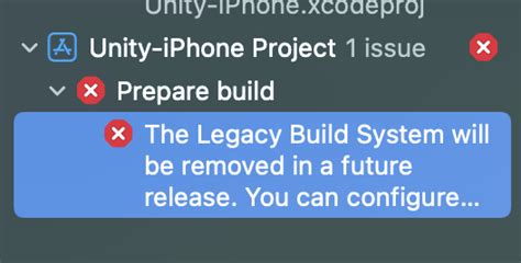【ios】xcodeでビルド時に「the Legacy Build System Will Be Removed In A Future Release」のエラーが出る場合の対処法