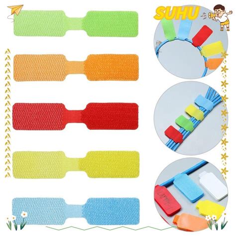 Suhu 5pcs Nylon Cable Labels Colorful Cord Protector Writable Electrical Cables Organize