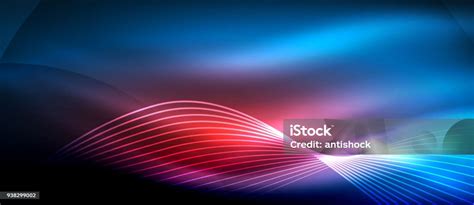 어두운 빛나는 모션 마법의 공간 빛에 빛나는 추상 파 테크노 추상적인 배경 0명에 대한 스톡 벡터 아트 및 기타 이미지 0명 개념 검은색 Istock