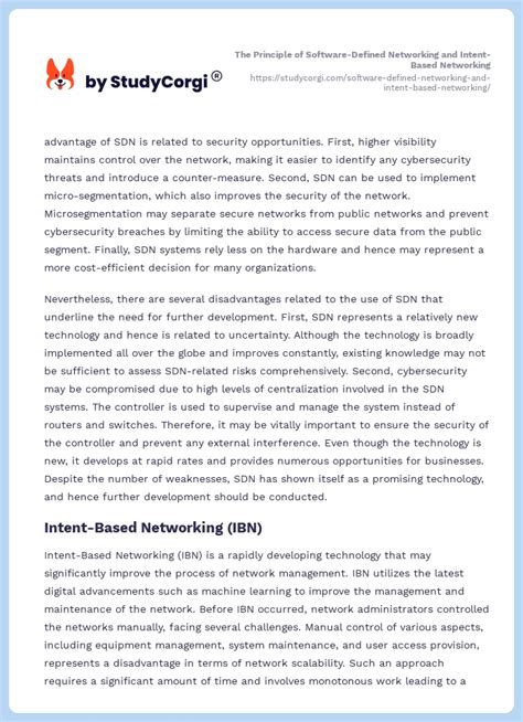 Software Defined Networking And Intent Based Networking Free Essay Example