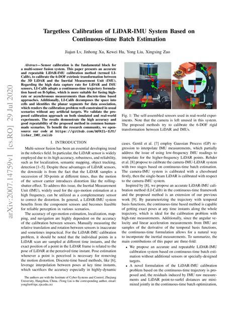 Targetless Calibration Of Lidar Imu System Based On Continuous Time